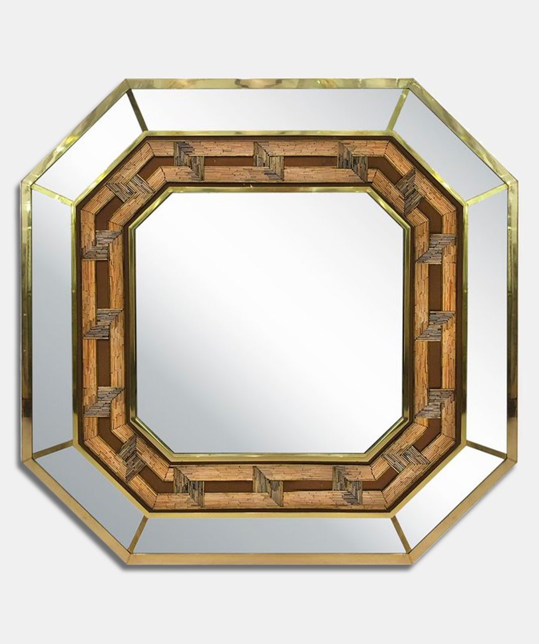 Octagonal mirror in the manner of Gabriella Crespi, circa 1970s ...
